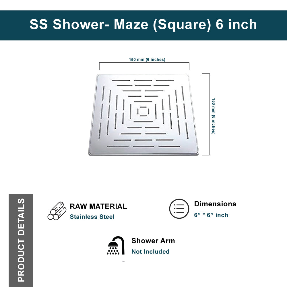 Oryn MAZE SQUARE Stainless Steel SHOWER HEAD| overhead showers